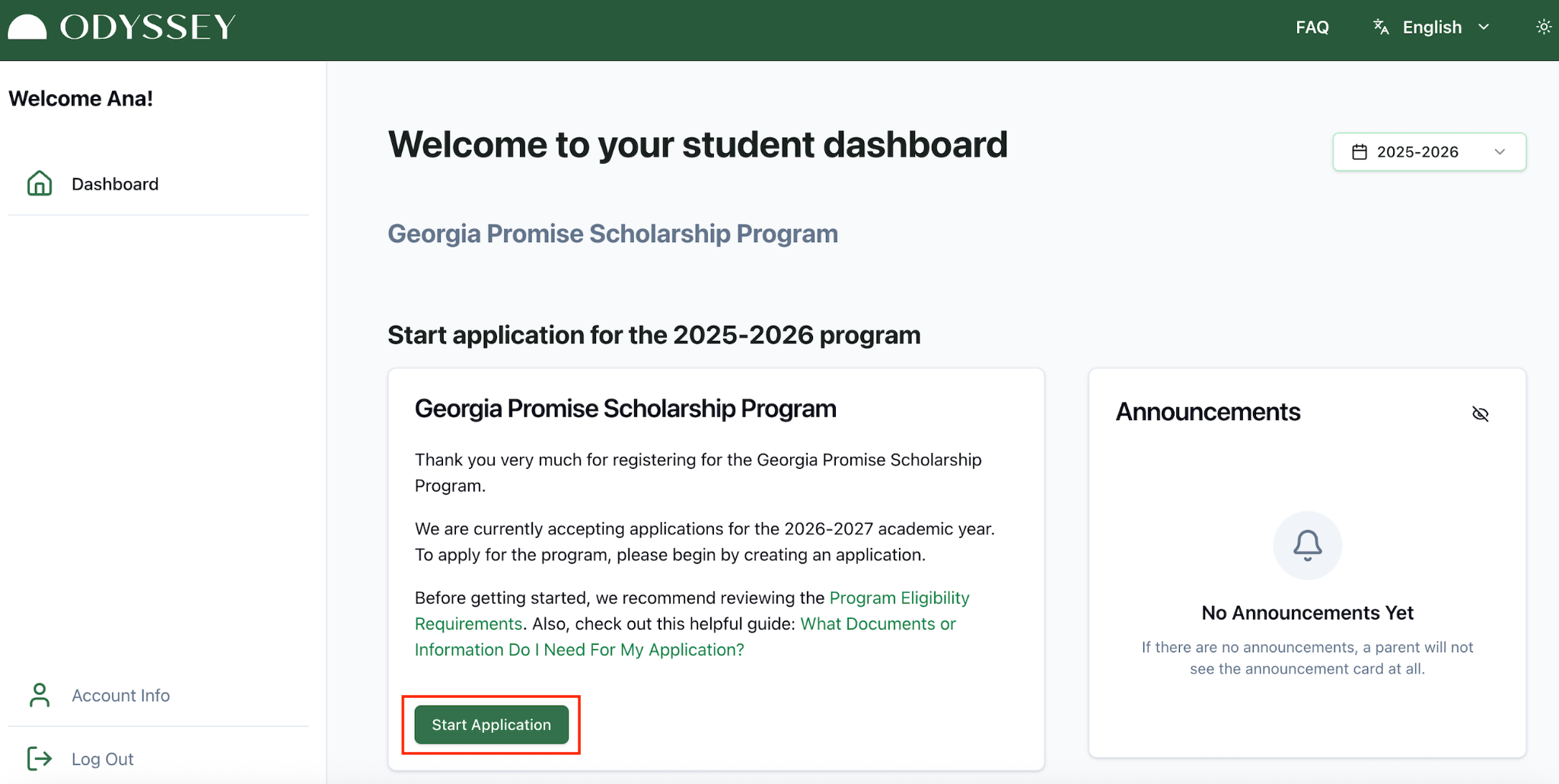 Georgia Promise Application Walkthrough – Odyssey